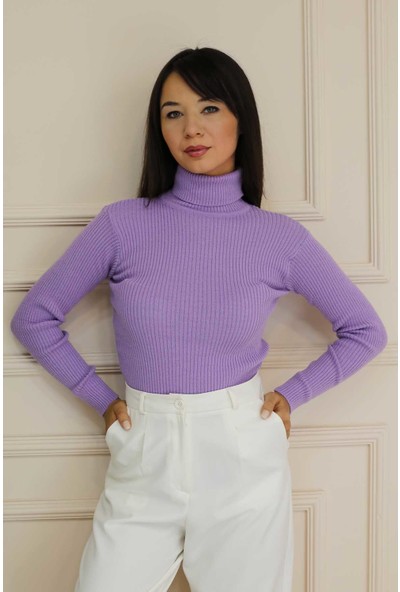 İmaj Butik Tam Boğazlı Basic Triko Kazak/lila İmaj Butik Tam Boğazlı Basic Triko Kazak/lila