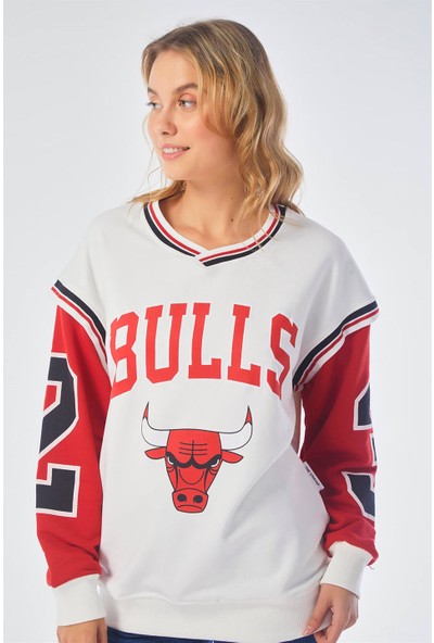 The Champ Unisex Beyaz Nba Bulls 23 Oversize Sweatshirt The Champ Unisex Beyaz Nba Bulls 23 Oversize Sweatshirt