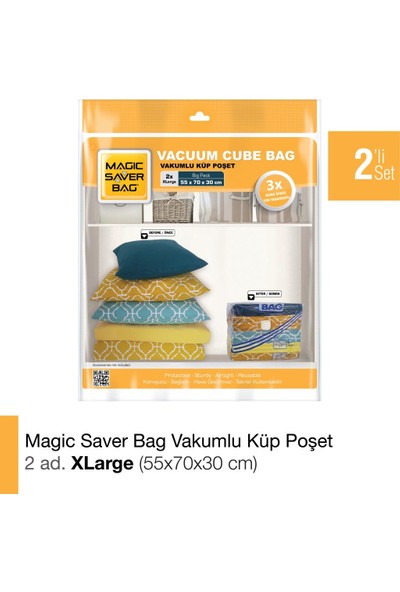 Magic Saver Bag 2'li XL Küp Vakumlu Poşet Magic Saver Bag 2'li XL Küp Vakumlu Poşet