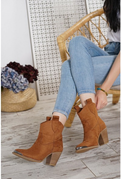 Letao Kadın Siyah Topuklu Western Bot