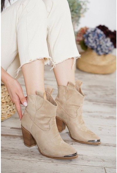 Letao Kadın Siyah Topuklu Western Bot