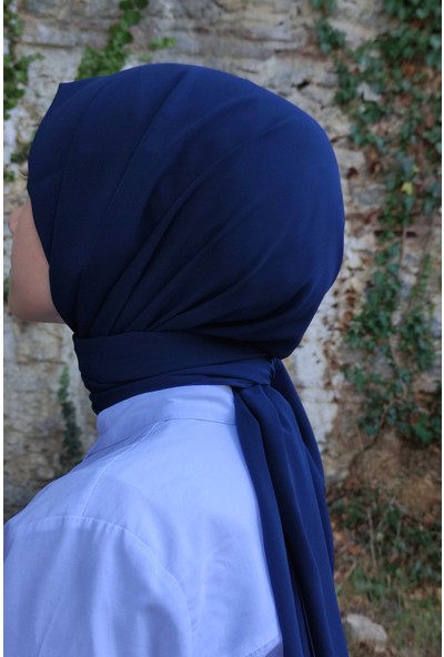 Karanfilden Medine Ipeği Şal Kadın Lacivert Medine Ipek Şal