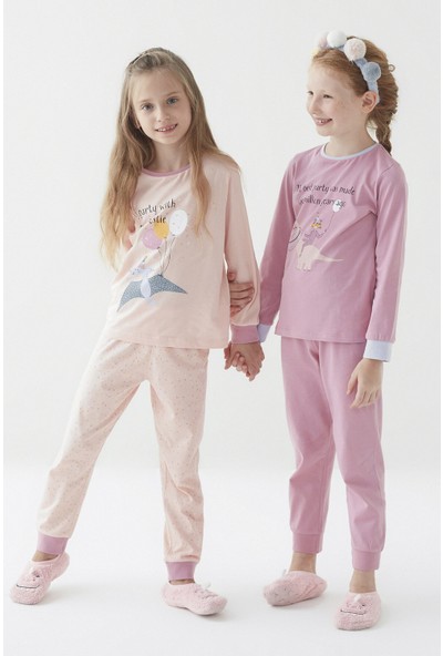 Penti Çok Renkli Kız Çocuk Dino Party 4lü Pijama Takımı