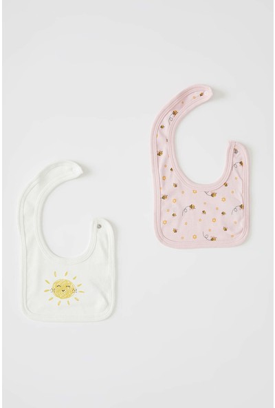 DeFacto Kız Bebek Baskılı Yeni Doğan 2'li Önlük W0911A221AU