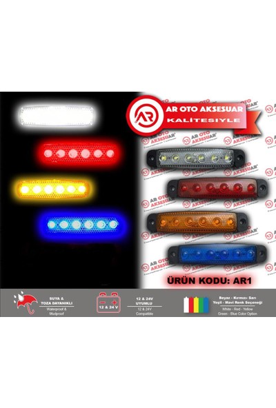 Ar Oto Parmak LED Lamba 6 Ledli 5 Adet Siyah Zemin