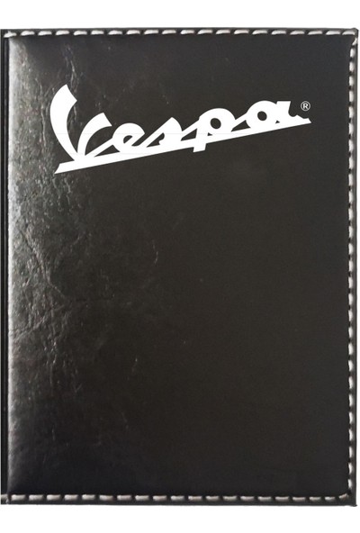 Promosyon Denizi Vespa Logolu Siyah Ruhsat Kabı