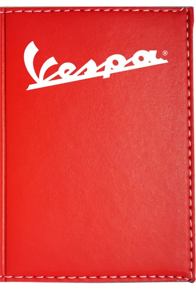 Promosyon Denizi Vespa Logolu Kırmızı Ruhsat Kabı