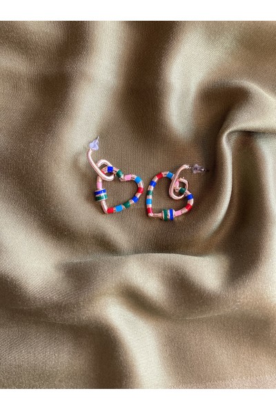 Diversity Jewelry Kadın Renkli Kalp Küpe