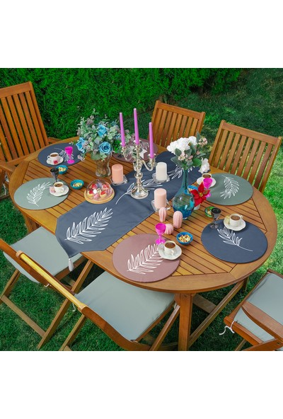 Realhomes 6+1'li Renkli Zemin Yaprak Tasarımlı Supla Runner Seti Realhomes 6+1'li Renkli Zemin Yaprak Tasarımlı Supla Runner Seti