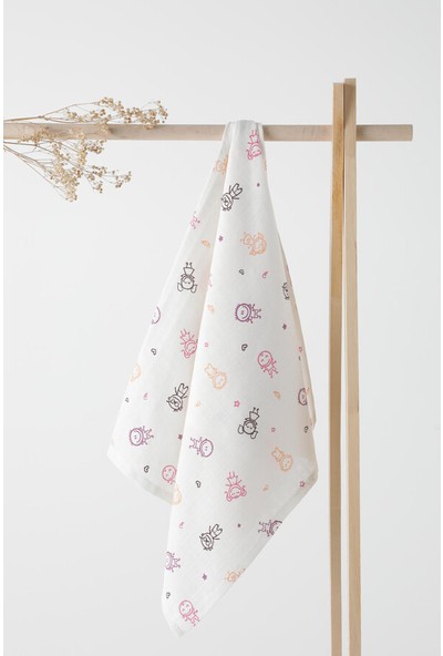 Favora Favora Çok Amaçlı Müslin Örtü 90 x 100 cm - Pembe - Beyaz