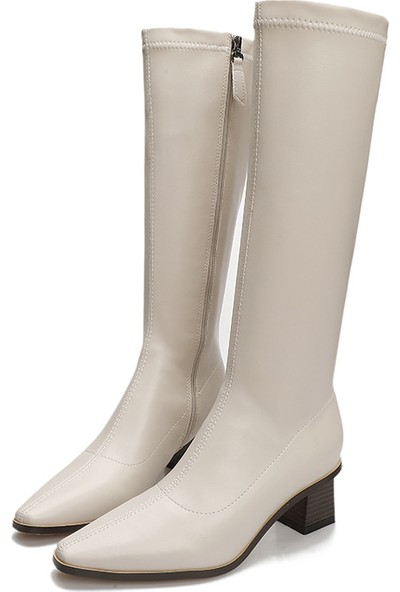 Perry Ella Kadife Fermuarlı Kadın Yüksek Topuklu Yüksek Bot Beyaz 35 (Yurt Dışından)