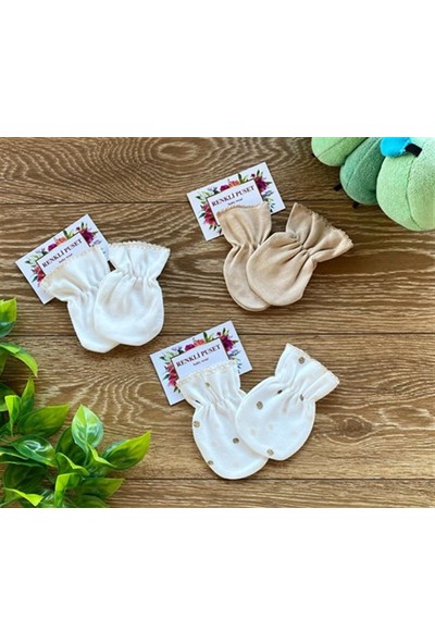 Renkli Puset 3'lü Penye Bebek Eldiven Takım Puan