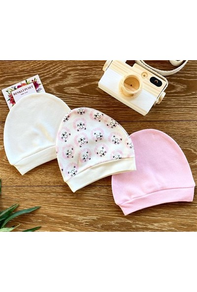 Renkli Puset 3'lü Penye Bebek Şapka Bere Takım Aslan