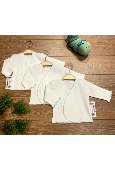 Renkli Puset 3'lü Penye Bebek Iç Zıbın Mavi Takım