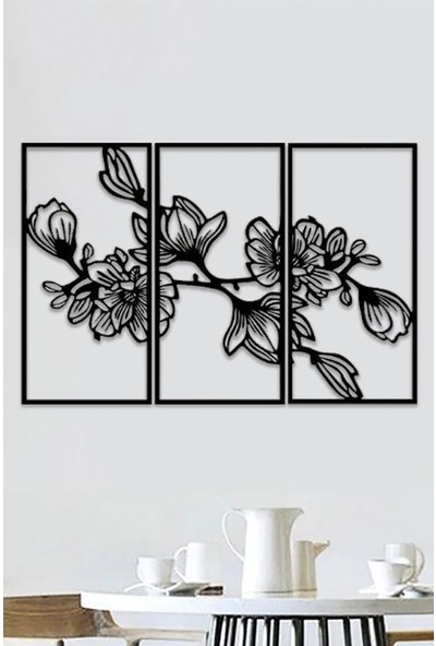 Trizone Tasarım Sarmaşık Çiçek Ahşap Mdf Tablo Duvar Dekoru