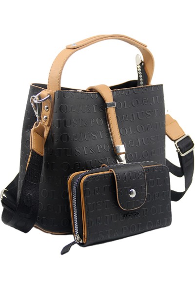 Just Polo Kilit Detaylı Kadın Kartlık ve Omuz Çanta Kombini PBU4002-1005 Just Polo Kilit Detaylı Kadın Kartlık ve Omuz Çanta Kombini PBU4002-1005
