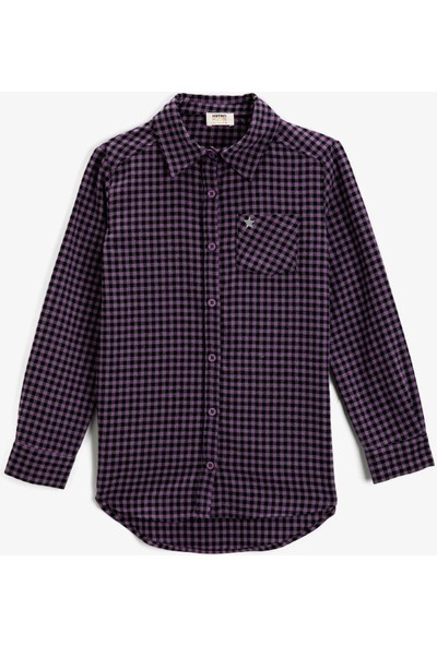 Koton Kareli Uzun Kollu Klasik Yaka Tek Cepli Gömlek