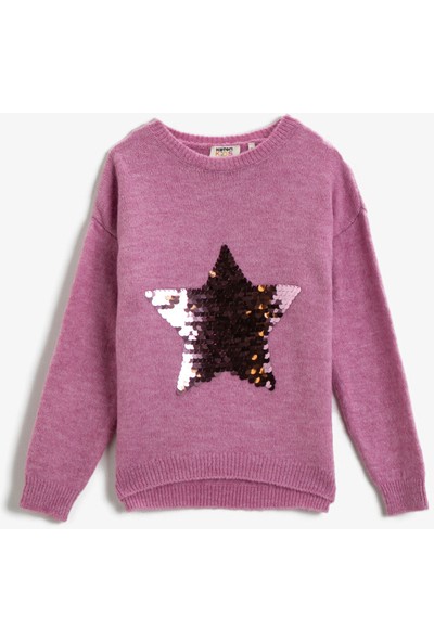 Koton Pullu Yildiz Baskili Sweatshirt Bisiklet Yaka