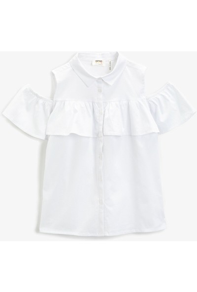 Koton Kids Firfirli Gömlek Omuz Açik Kisa Kollu Koton Kids Firfirli Gömlek Omuz Açik Kisa Kollu