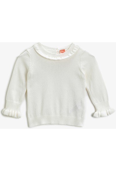 Koton Kız Bebek Yakası Fırfırlı Kazak Kol Ucu Lastikli Fırfırlı