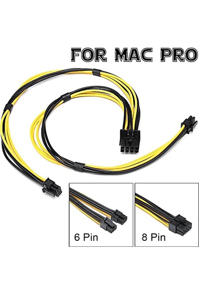 YKA Apple Mac Ekran Kartı Power Kablosu 8 Pin To 2x6 Pin YKA Apple Mac Ekran Kartı Power Kablosu 8 Pin To 2x6 Pin