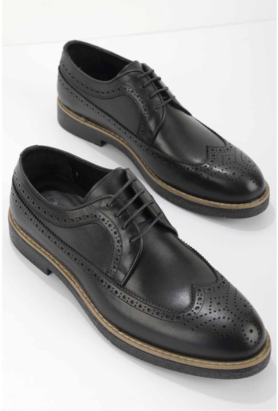 Bambi Siyah Leather Erkek Oxford Ayakkabı E019142170