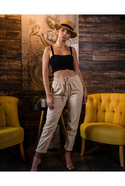 Nereus Atelier Yüksek Bel Paça Püskül Detaylı Pantolon