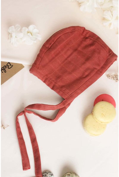 Bebinya Kiremit Organik Müslin Bebek Bone Şapka Bebinya Kiremit Organik Müslin Bebek Bone Şapka