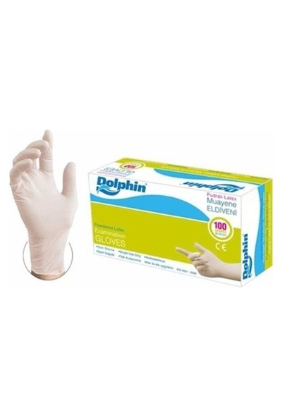 Dolphin Pudralı Latex Eldiven. Kutu Içi 100 Adet Small Dolphin Pudralı Latex Eldiven. Kutu Içi 100 Adet Small