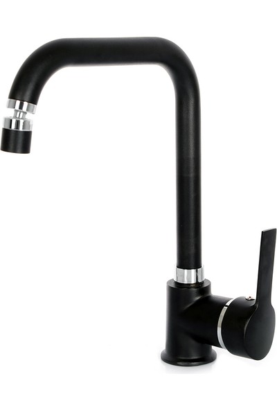 Kustar Toledo Siyah Mutfak Evye Bataryası 360 Oynar Perlatörlü