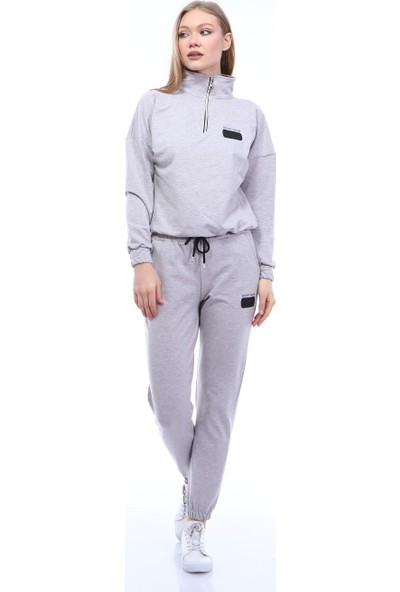 DİANKA FASHİON Kadın Grimelanj Yüksek Yaka Fermuarlı Jogger Eşofman Takımı