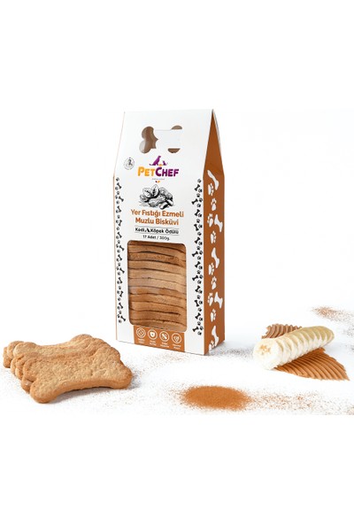 Petchef Köpek Yer Fıstıklı & Muzlu Ödül Bisküvisi (230 Gr)