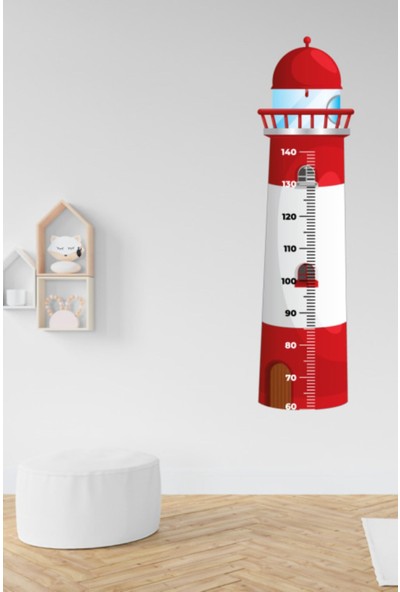 Amoris Deniz Feneri 3D Boy Ölçme - Ölçüm Cetveli Duvar Sticker