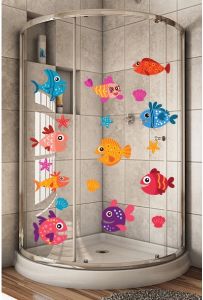 Amoris Sevimli Balıklar 18 Parça Duşakabin Küvet Banyo Sticker