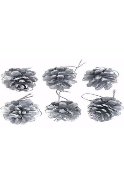 whitetech Yılbaşı Süsü Gümüş Renk Kozalak 4 cm