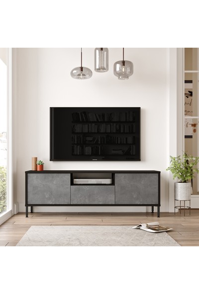L'occi Concept Owen Tv Ünitesi Sehpası Metal Ayaklı 140CM Beton-Siyah Ow2-Rl L'occi Concept Owen Tv Ünitesi Sehpası Metal Ayaklı 140CM Beton-Siyah Ow2-Rl