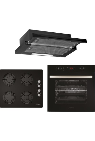 Alveus Black Style 627 3'lü Siyah Ankastre Set (F5 Ecr - Gls 640 - Mfa 627)