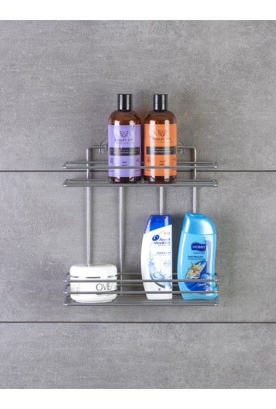 Okyanus Home Magic Fix Sihirli Yapışkan Krom Iki Katlı Banyo Rafı - 13X30 cm Okyanus Home Magic Fix Sihirli Yapışkan Krom Iki Katlı Banyo Rafı - 13X30 cm