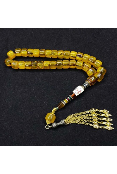 İzmur Tesbih Imame Üç Hilal Motif Resimli Püsküllü 13-10MM Teker Model Ateş-Sıkma Kehribar Tesbih İzmur Tesbih Imame Üç Hilal Motif Resimli Püsküllü 13-10MM Teker Model Ateş-Sıkma Kehribar Tesbih