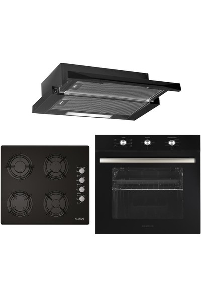 Alveus Black Style 614 3'lü Siyah Ankastre Set (F5 Ecr - Gls 640 - Mfa 614)