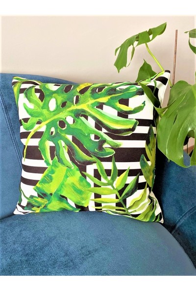 Askam Tekstil Kırlent Dekoratif Yaprak Desenli Kırlent Kılıfı 45*45