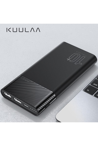 Kuulaa 10000MAH Dual USB Şarj Çıkışlı Power Bank Digital Display - Siyah Kuulaa 10000MAH Dual USB Şarj Çıkışlı Power Bank Digital Display - Siyah