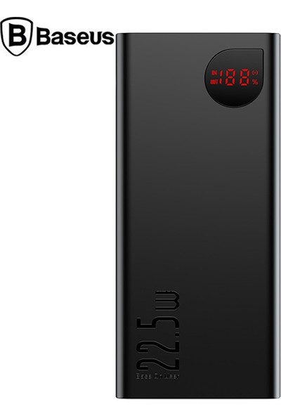 Baseus Adaman 20000 Mah 22.5W Hızlı Şarj Power Bank 2 USB 1 USB Type C - Siyah Baseus Adaman 20000 Mah 22.5W Hızlı Şarj Power Bank 2 USB 1 USB Type C - Siyah