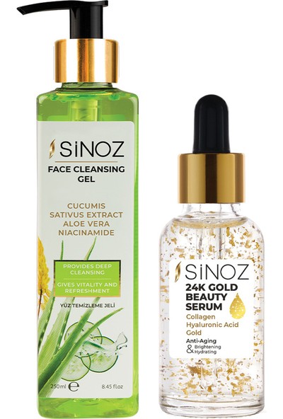 Sinoz Sinoz Altın Yüz Serumu + Yüz Temizleme Jeli 250 ml Yüz Bakım Paketi Sinoz Sinoz Altın Yüz Serumu + Yüz Temizleme Jeli 250 ml Yüz Bakım Paketi