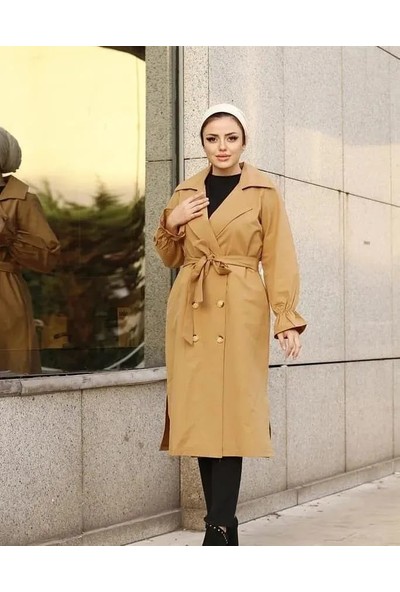 Essah Moda Kadın Camel Önü Düğmeli Bağlama Detaylı Trençkot Essah Moda Kadın Camel Önü Düğmeli Bağlama Detaylı Trençkot