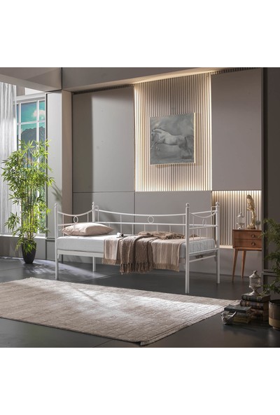 Unimet Daily Daybed Tek Kişilik Metal Karyola Beyaz