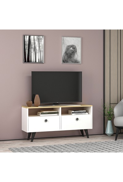 Demonte Dekor Denver Mini Tv Standı Safirmeşe Beyaz Demonte Dekor Denver Mini Tv Standı Safirmeşe Beyaz