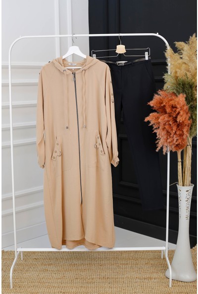 İmaj Butik Büyük Beden Düğme Detaylı Tesettür Kap-Bej İmaj Butik Büyük Beden Düğme Detaylı Tesettür Kap-Bej