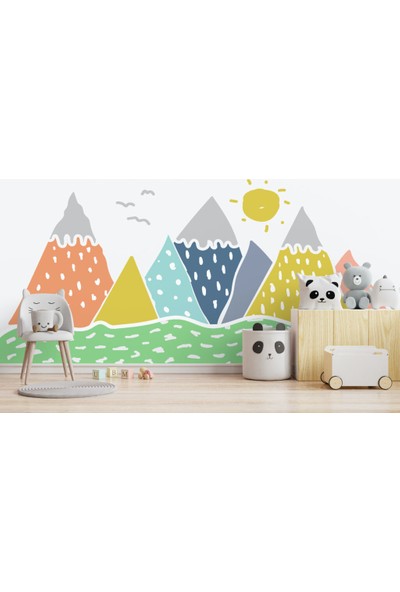 Duvar Kağıdı Marketi Dağ ve Güneş Temalı 3D Duvar Kağıdı
