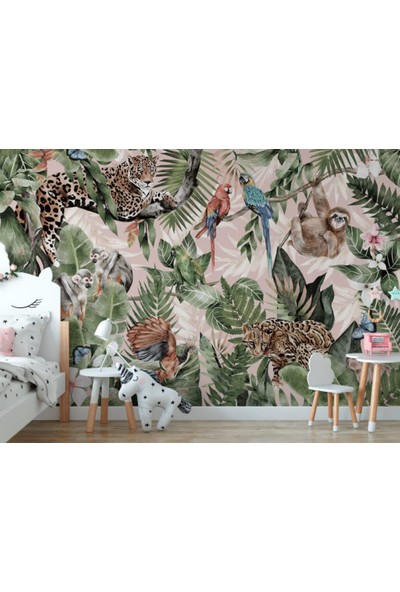 Duvar Kağıdı Marketi Çocuk Odası Safarili 3D Duvar Kağıdı